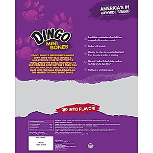 Dingo P-25002 Mini Bones, Rawhide For Small/Toy Dogs,White, 35-Count, Chicken, 0.8 pounds