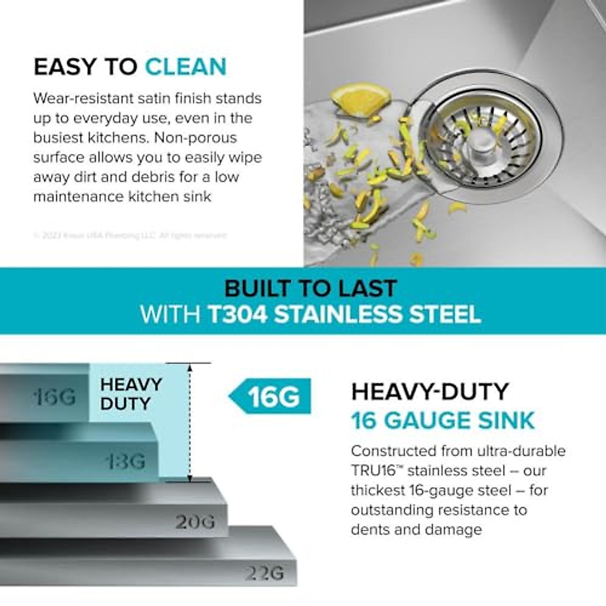 KRAUS Kore 27-Inch Farmhouse Workstation 16 Gauge Single Bowl Stainless Steel Kitchen Sink with Accessories, KWF210-27