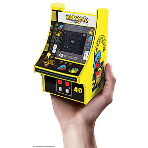 My Arcade Micro Player Mini Arcade Machine: Ms. Pac-Man Video Game & Pac-Man 40th Anniversary Micro Player, Fully Playable, 6.75 Inch Collectible, Full Color, Gold Plated, Yellow