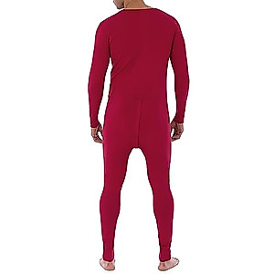 Fruit of the Loom Men's Premium Thermal Union Suit, Red, Medium