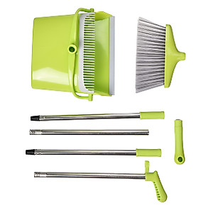 Easy Gleam Broom and Dustpan Set - Heavy-Duty Combo Set for Home Cleaning - Stand-Up Long Dustpan and Brush with Built-in Scraper, Teeth, Clip-On Storage - Cleaning Supplies for Kitchen, Lobby Room