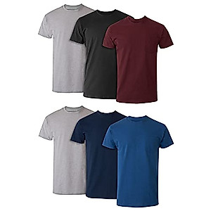 Hanes Men's Pocket T-Shirt Pack, Cotton Crewneck Pocket Tees Assorted - 6 Pack , Moisture-Wicking T-Shirt