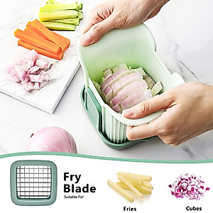ITELLY Green 2-in-1 French Fry Cutter - Potato Cutter for Fries - Potato French Fry Cutter - French Fries Cutter - Vegetable Cutter - Food Chopper Manual Hand - Veggie Cutter - Vegetable Chopper