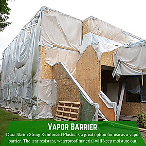 Farm Plastic Supply - Dura Skrim String Reinforced Clear Plastic Sheeting - 6 Mil - (20' x 100') - Reinforced Poly Film Tear Resistant, Weatherproof, Vapor Barrier Polyethylene Roll for Construction