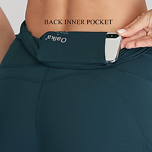 Women's Short Yoga Side Pockets High Waist Workout Running Shorts Dark Teal XL