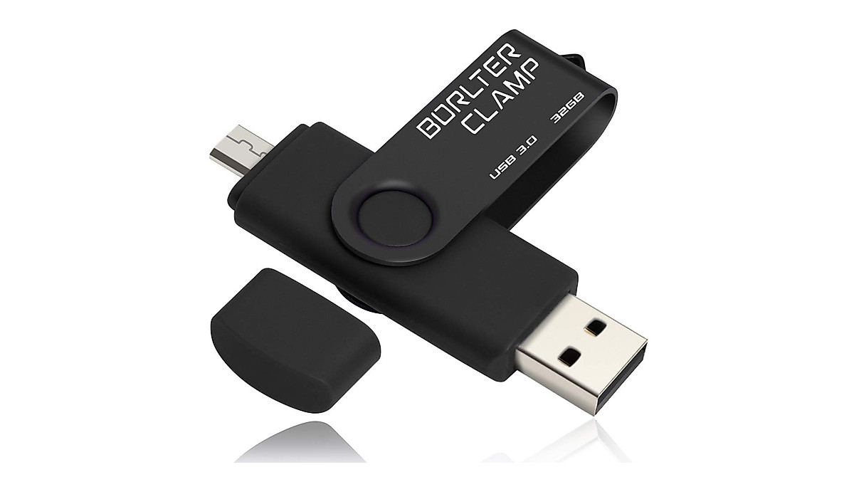 BorlterClamp 32GB USB 3.0 Flash Drive Dual Port Memory Stick, OTG Thumb ...