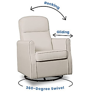 Delta Children Blair Slim Nursery Glider Swivel Rocker Chair, Cream