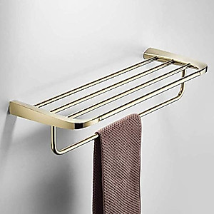 SLSFJLKJ Golden Stainless Steel Towel Rack Towel Rack Bathroom Rack Bathroom Copper Hardware Pendant