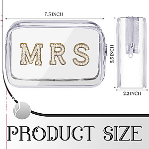 LEIFIDE Bride Bag Clear Makeup Bag Bride Gift Cosmetic Bag Mrs Pearl Bags Bride Toiletry Bag Wifey Makeup Pouch Rhinestone Letter PVC Cosmetics Bag Travel Case Bride Purse Portable Bag(MRS Style)