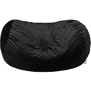 Amazon Basics Memory Foam Filled Bean Bag with Microfiber Cover, Lounger-6', Black, Solid