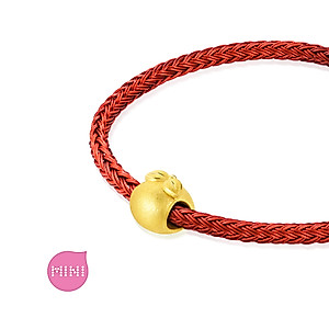 CHOW SANG SANG 999 24K Solid Gold Mini Charm Mandarin Oranges Bracelet for Women 92658C (Gold, 17 CM)