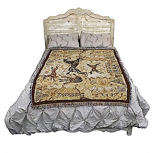 Pure Country Weavers Tlalocs Tribe Blanket by Cecilia Henle - Southwest Cave Rock Art - Gift Tapestry Throw Woven from Cotton - Made in The USA (72x54)