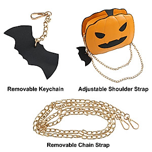 RollingBronze Women Pumpkin Handbag Halloween Candy Bag Little Devil Shoulder Messenger Bag Purse, Brown, 19x18x7cm