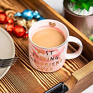 Hendson Girlfriend Birthday, Anniversary, Romantic Gift - Best Girlfriend Ever - Funny Cute Couple Birthday Gifts Ideas for Girlfriend, Her, Couples - Pink Marble Mug, Ceramic 11.5oz Coffee Cup