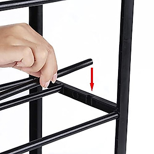 YSSOA 4-Tier Stackable Shoe Rack, 12-Pairs Sturdy Shoe Shelf Storage, Black Shoe Tower for Bedroom, Entryway, Hallway, and Closet