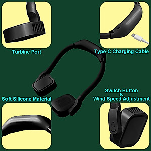 TianNorth Neck Fan 4000mAh with 3 Wind Speeds USB Rechargeable,Hands-Free Portable Personal Fan for Home, Office, Travel, Sport, Outdoor Activities (Black1)