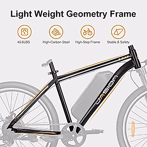 Jasion EB5 Electric Bike for Adults, 350W Electric Mountain Bike, 26'' Electric Commuter Bicycle with 20MPH Removable Battery, Shimano 7 Speed, Front Suspension (Black)