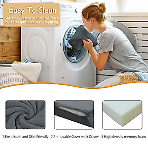 QIUBABYO Multifunctional Foldable Portable Mattress,Foldable Sofa Mattress with Lumbar Support&Buckle Straps for RV Yoga Living Room Bedroom Guest Room Home Office（Dark Gray）