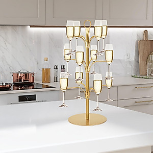 ALIMOTA Cocktail Tree Stand for Drinks Champagne Tower Wine Glasses Holder, 3 Tier 12 Holders, Bar Home Drinks Tree Display Suitable for Gin, Cocktails, Champagne, Wine