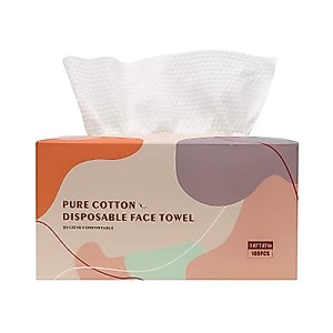 MODODOU 100 Counts Per Box Facial Towels Disposable Face Towels For Drying Face Wipes Cotton Pads Use For Cleansing Face Towelettes 100% Cotton All Skin Use Senstive Skin Use