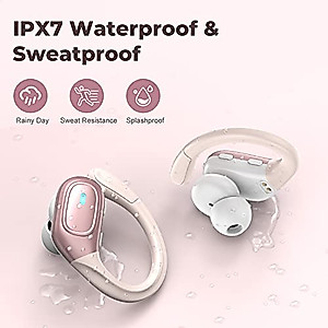 Wireless Earbuds,Ture Wireless Bluetooth 5.3 Earbuds,75H Playtime IPX7 Waterproof Headphones with LED Digital Display & CVC 8.0 Noise Cancelling Mic in-Ear Earphone for iPhone Android Rose Gold
