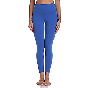 YUNOGA Women's Soft High Waisted Yoga Pants Tummy Control Ankle Length Leggings (M, Royal Blue)