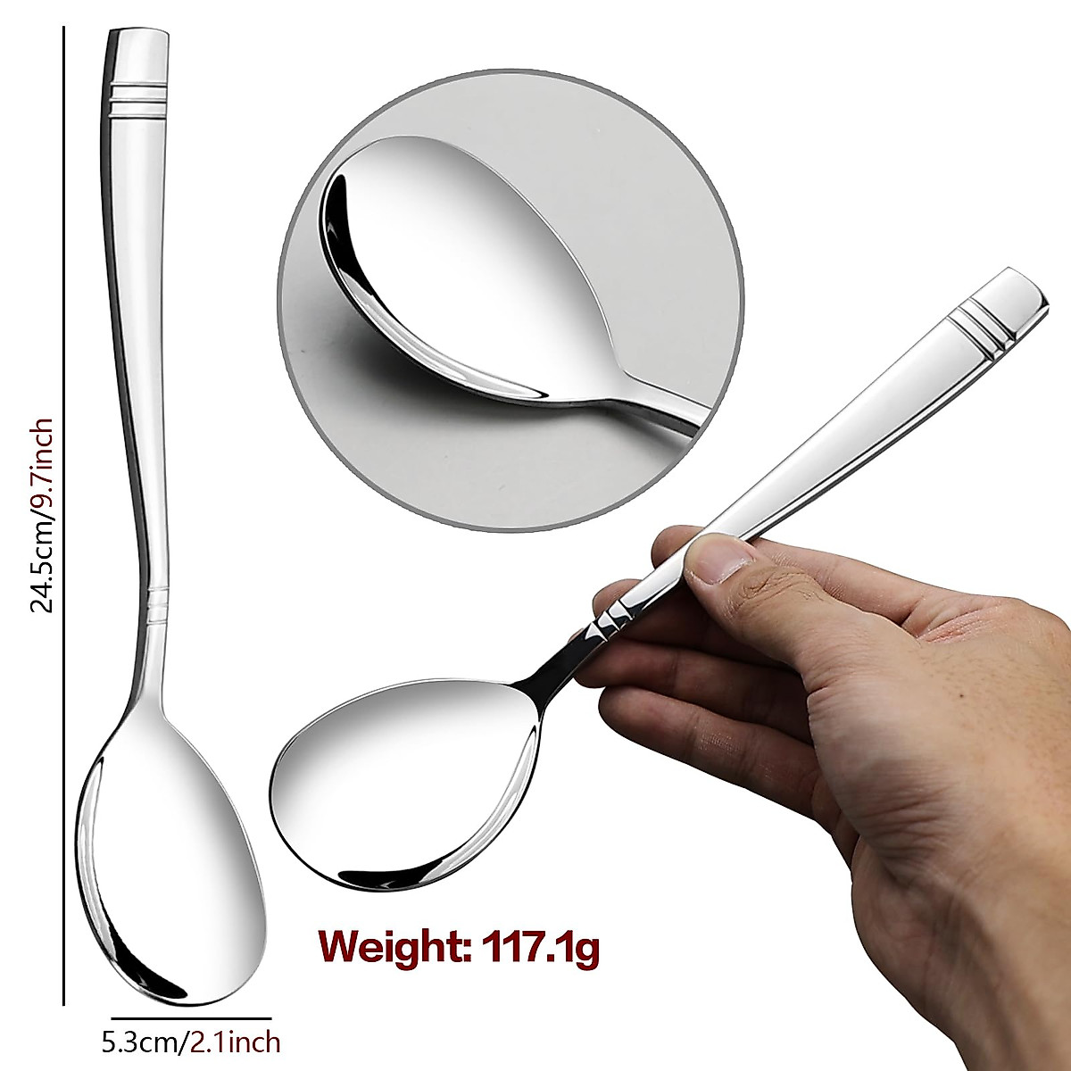 Obstnny 6 Pieces Stainless Steel Buffet Serving Spoons, Serving Spoons for Restaurant, Banquet, Party