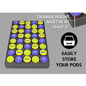 Polar Whale Coffee Espresso Capsule Drawer Organizer Tray Insert Compatible with Dolce Gusto for Kitchen Home Office Waterproof Washable Black Foam 40 Compartment 12.75 x 20.25 Inches