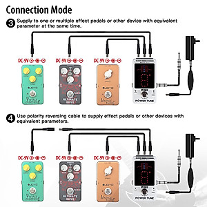 JOYO Power Supply Tuner Pedal with Isolated 8-Channel (2 at 500mA, 6 at 100mA) Low Noise DC 9V Output - True Bypass (Power Tune JF-18R)