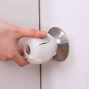 QT BABY Universal Fit Door Knob Covers Babyproof, Upgraded Design and Easy Grip Child Proof Door Knobs Safety Cover for Kids, White, Round Shape, Easy to Use (Pack of 8)