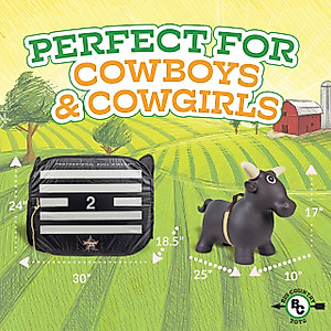 Big Country Toys Lil’ Bucker Bull & PBR Bucking Chute Kids Toys Set, Rodeo Ride On Toys for 18 Months to 3+ Years, Inflatable Bouncy Animals for Toddlers with Pump