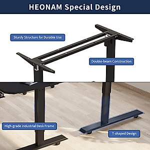 59'' L Shaped Electric Height Adjustable Standing Desk, Sit to Stand Home Office Computer Desk with Black Frame & Rustic Brown Top