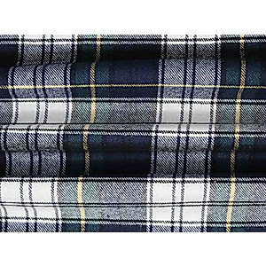 Yarn Dyed Flannel Plaid Navy & Green Plaid (15 Yard Bolt)