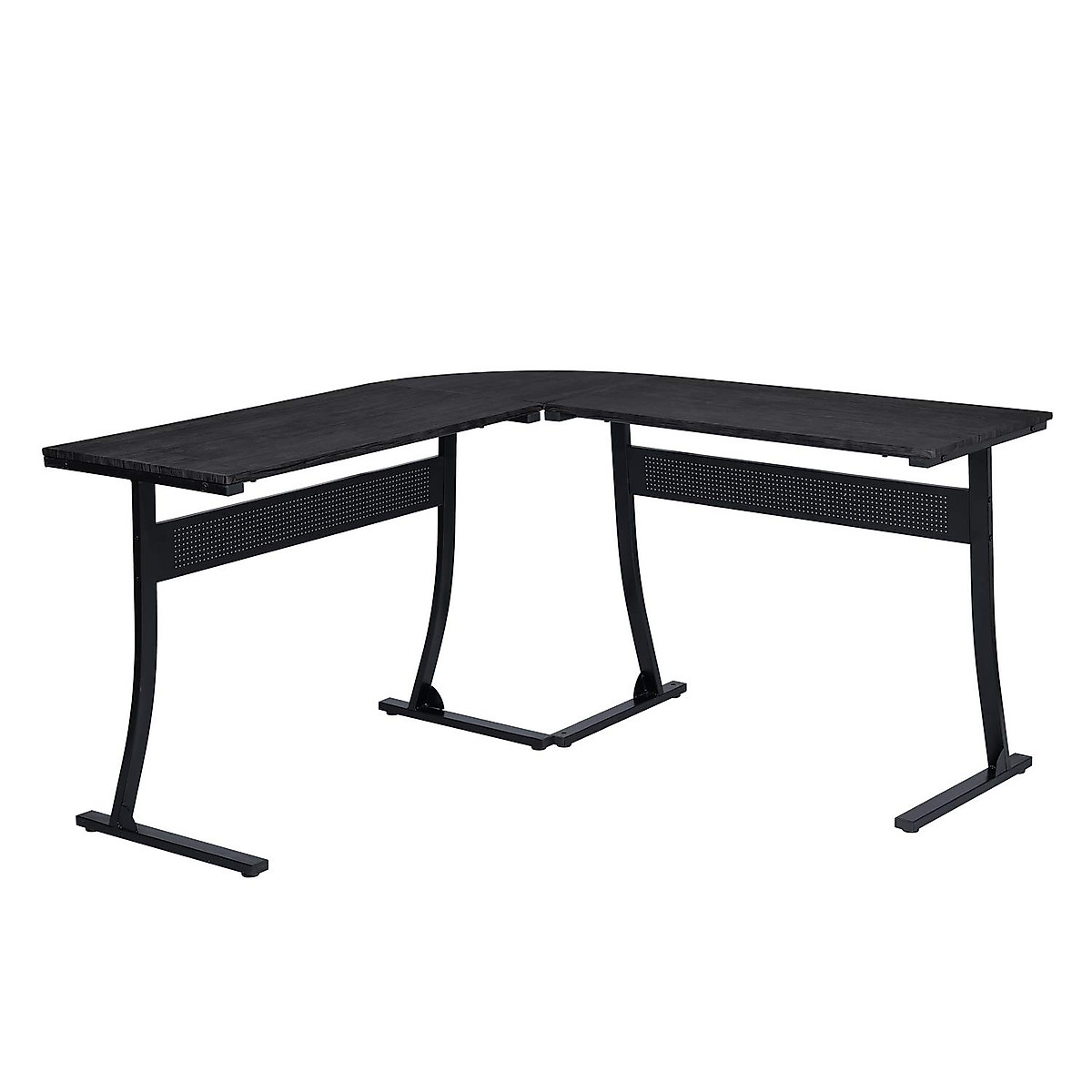L-Shaped Computer Gaming Desk, 54.3'' Corner Writing Table Workstation Multipurpose Space-saving Study Laptop Table with Wide Desktop & Sturdy Metal Legs for Home Office Bedroom, Easy Assembly, Black