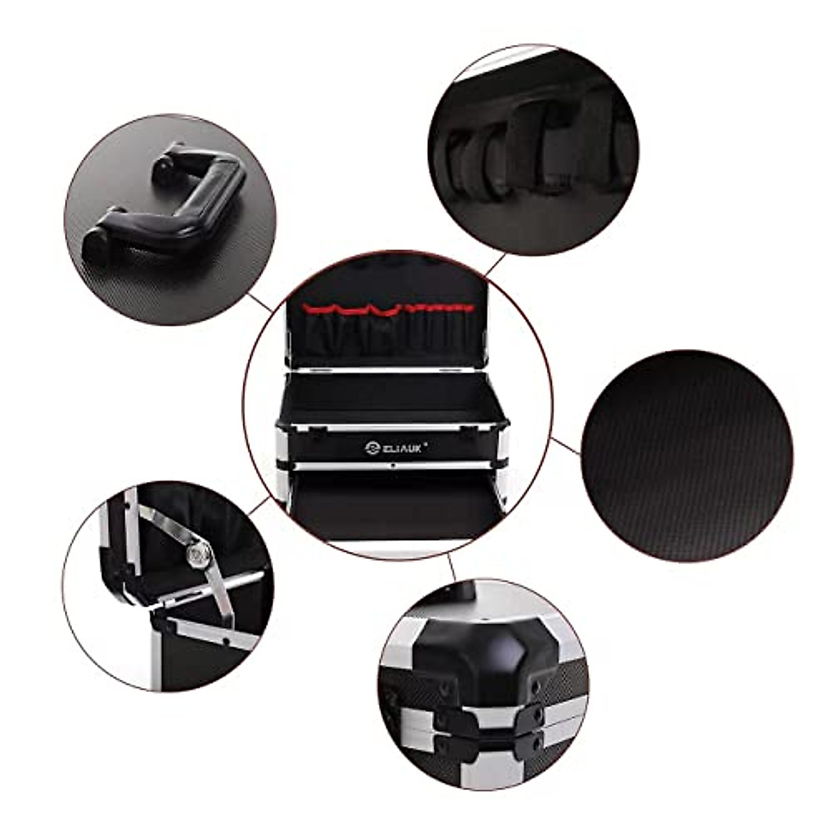 ELIAUK Portable Aluminum Tool box with Drawer Storage Carrying Toolbox