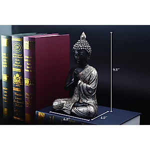 JORAE Seated Buddha Statue Buddhism Thai Meditating Home and Garden Decorative Sculpture Praying Collectibles Figurines, 9.5 Inches, Polyresin