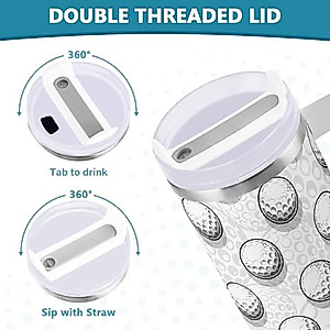 ARGTILDN 40 oz Tumbler Golf Balls Insulated Travel Mug with Handle and Straw Lid Stainless Steel Vacuum Coffee Cup Tea Beverage Container Water Bottles for Car Sports office
