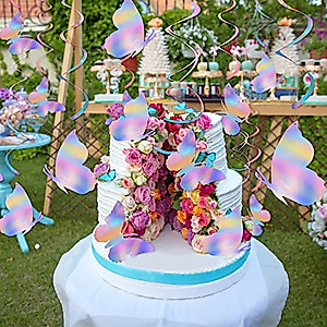 30 Pieces Iridescent Hanging Swirl Decorations Laser Butterfly Hanging Swirl Sparkly Transparent Plastic Streamers Ceiling Decorations Birthday Butterfly Themed Fairy Party Butterfly Decorations