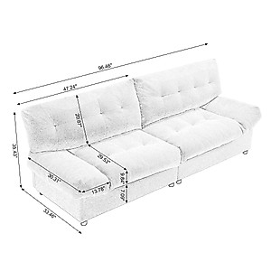 96 Inch Cloud Style Sofa, Teddy Velvet Fabric, Comfy Modern Couches for Living Room, Bederoom, Apartment (Dark Grey)