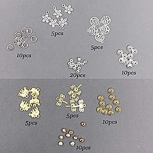 Civilipi 465pcs Stone Beads Set Lava Beads Kits Striped Beads Loose Beads with Charms Accessories Open Jump Ring for Bracelet Necklace Jewelry