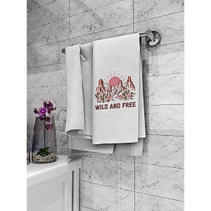 DIBOR Wild and Free Country Bath Towels Dish Towels Dishcloth,Retro Western Cowgirl Boots Decorative Absorbent Drying Cloth Hand Towels Tea Towels for Bathroom Kitchen,Teen Girls Cowgirls Gifts