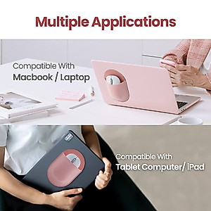 Epessa Stick-On Mouse Pouch, Universal Holder for Wireless Mice, Reusable Adhesive, No Glue Residue, Compatible with iPad or MacBook (Pink)
