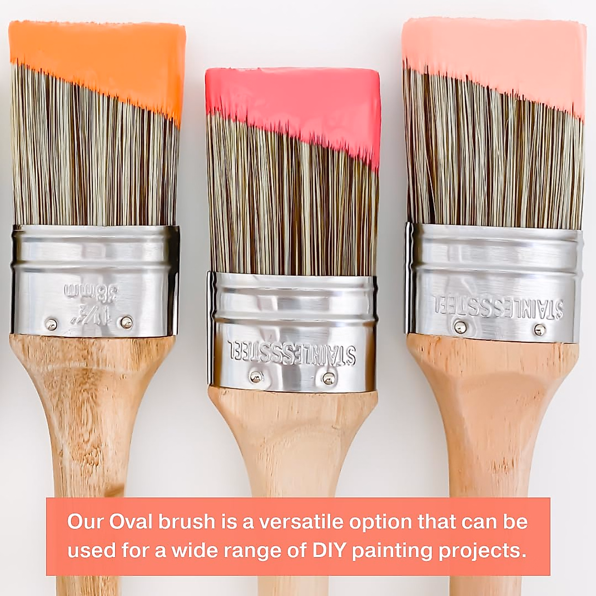 Chalk Style Paint Brush - Oval Brush with Synthetic Bristles for Smooth Furniture Paint Application with Minimal Brush Strokes, No Shedding, Vegan, Best for Water-Based Paint - 1.5"