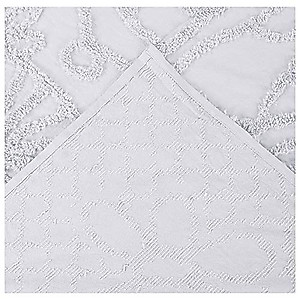 Better Trends Chenille Bedspreads Set Queen Size, Trevor Collection Medallion Design in White - Lightweight bedspreads, 100% Cotton Tufted Cotton Bedspreads