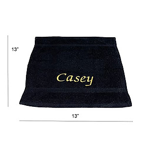 Custom Embroidered Washcloth Towel Set for Body and face. 100% Soft Cotton Embroidered Makeup Washcloths. Facial and Body Cleansing, Reusable Face and Body Towel Set. Set of Four. (Black)