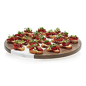 Prologue Handmade Tabletop, Wood and Marble Lazy Susan Centerpiece (15-inch)