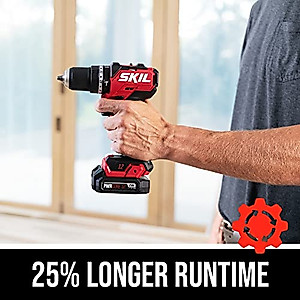 SKIL PWR CORE 12 Brushless 12V 1/2 In. Compact 3-In-1 Varible-Speed Hammer Drill Kit with 1/2'' Keyless Ratcheting Chuck & LED Worklight Includes 2.0Ah Battery and PWR JUMP Charger - HD6290A-10