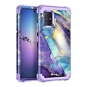 Rancase for Galaxy A71 5G Case,Three Layer Heavy Duty Shockproof Protection Hard Plastic Bumper +Soft Silicone Rubber Protective Case for Samsung Galaxy A71 5G,Purple