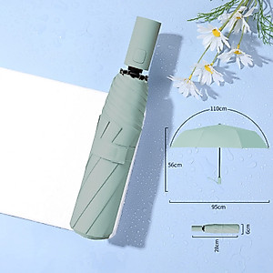 W.L Umbrella for Rain Windproof Parasol Umbrella for Sun Compact Umbrella Folding Umbrella Automatic Open UV-Protection Lightweight Large and Portable (Mint Green)