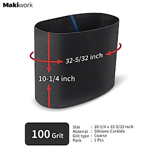 Drum Sander Feed Belt Conveyor Compatible With JET 10-20 Drum Sander - 10-1/4" x 32-5/32" Silicone Carbide Feed Belt, 100 Grit